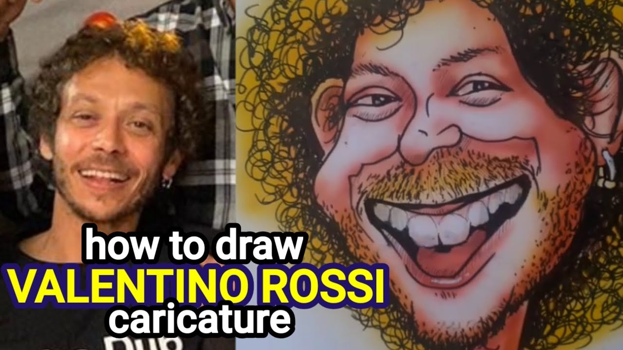 How to draw VALENTINO ROSSI caricature - YouTube