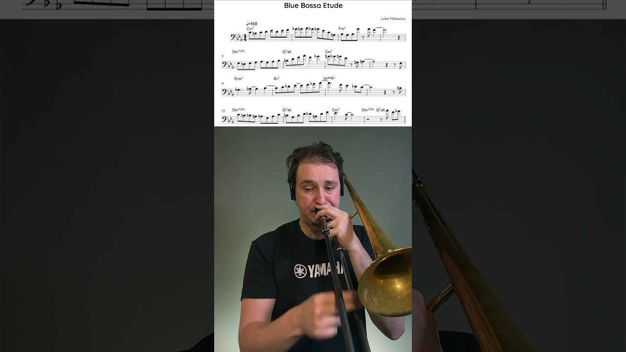 Here is an etude/solo based on the chords to Blue Bossa. #trombone # ...