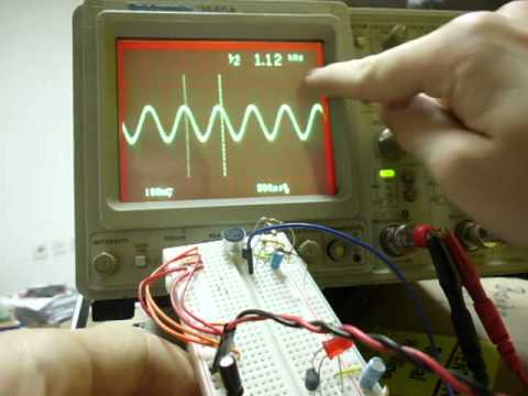 microphone preamplifier output viewed on tektronix 2445A oscilloscope ...