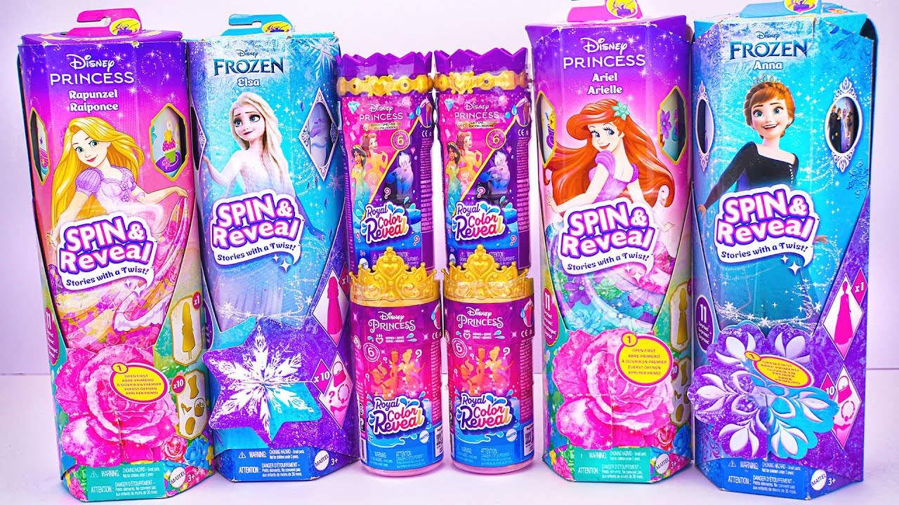 Unboxing No Talking ASMR with Disney Princess Spin & REVEAL surprise ...