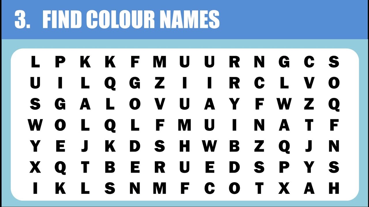 FIND COLOURS NAME 💙💛 | WORD SEARCH | PUZZLE - YouTube
