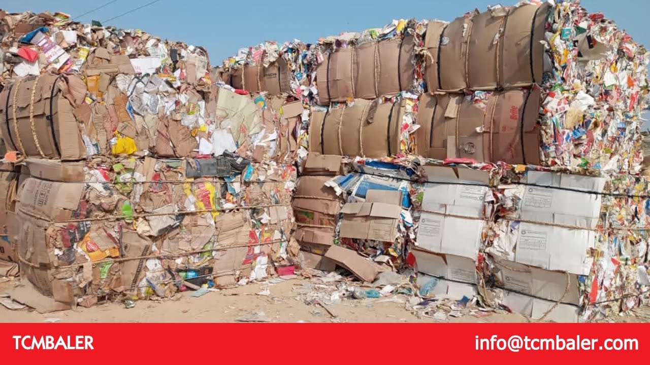 waste paper compression machine - YouTube