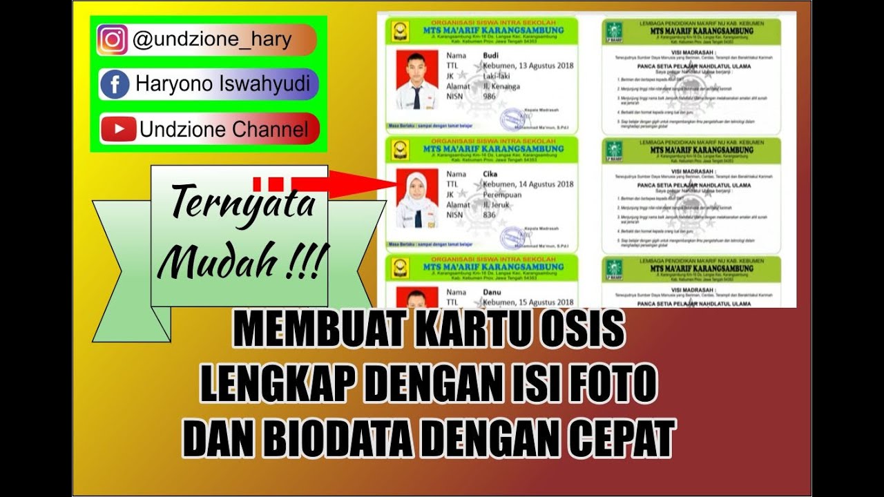 CARA MEMBUAT KARTU OSIS, ID CARD DAN LAIN-LAIN MENGGUNAKAN MS. WORD ...