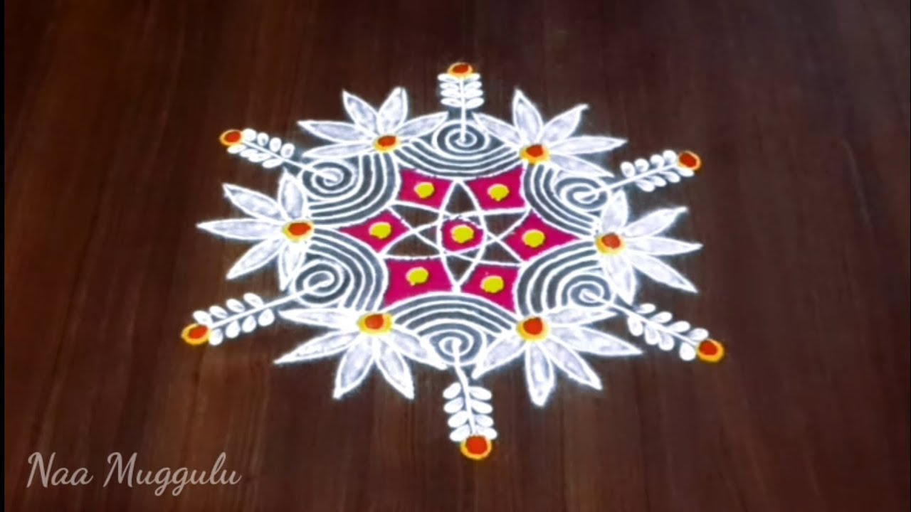 Friday rangoli designs 🌷🌷 | Easy muggulu with 5*3 dots | chukkala ...