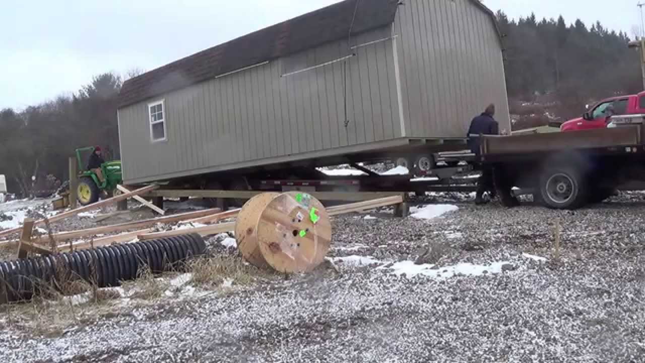 Amish cabin delivery - YouTube