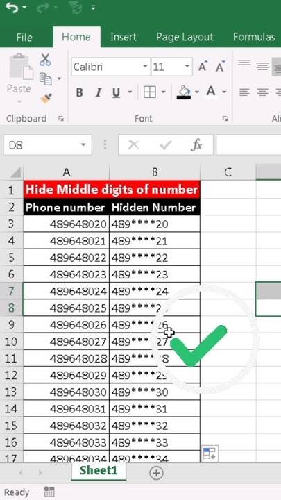 💥How to hide meddle digits of number in excel #excel #shorts - YouTube