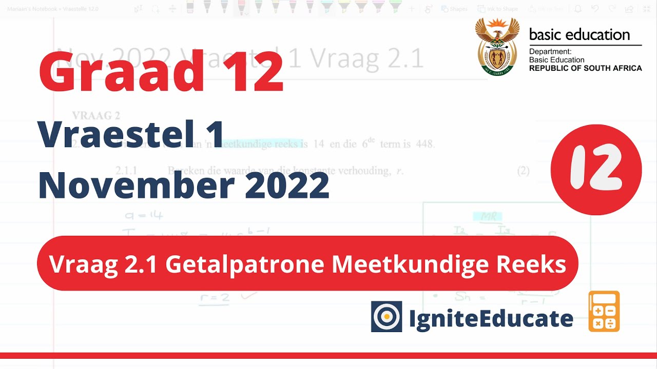 Graad 12 Wiskunde, November Vraestel 1: Vraag 2.1 Getalpatrone ...