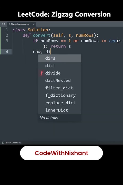 Leetcode 6 Zigzag Conversion in Python || Python Leetcode - YouTube