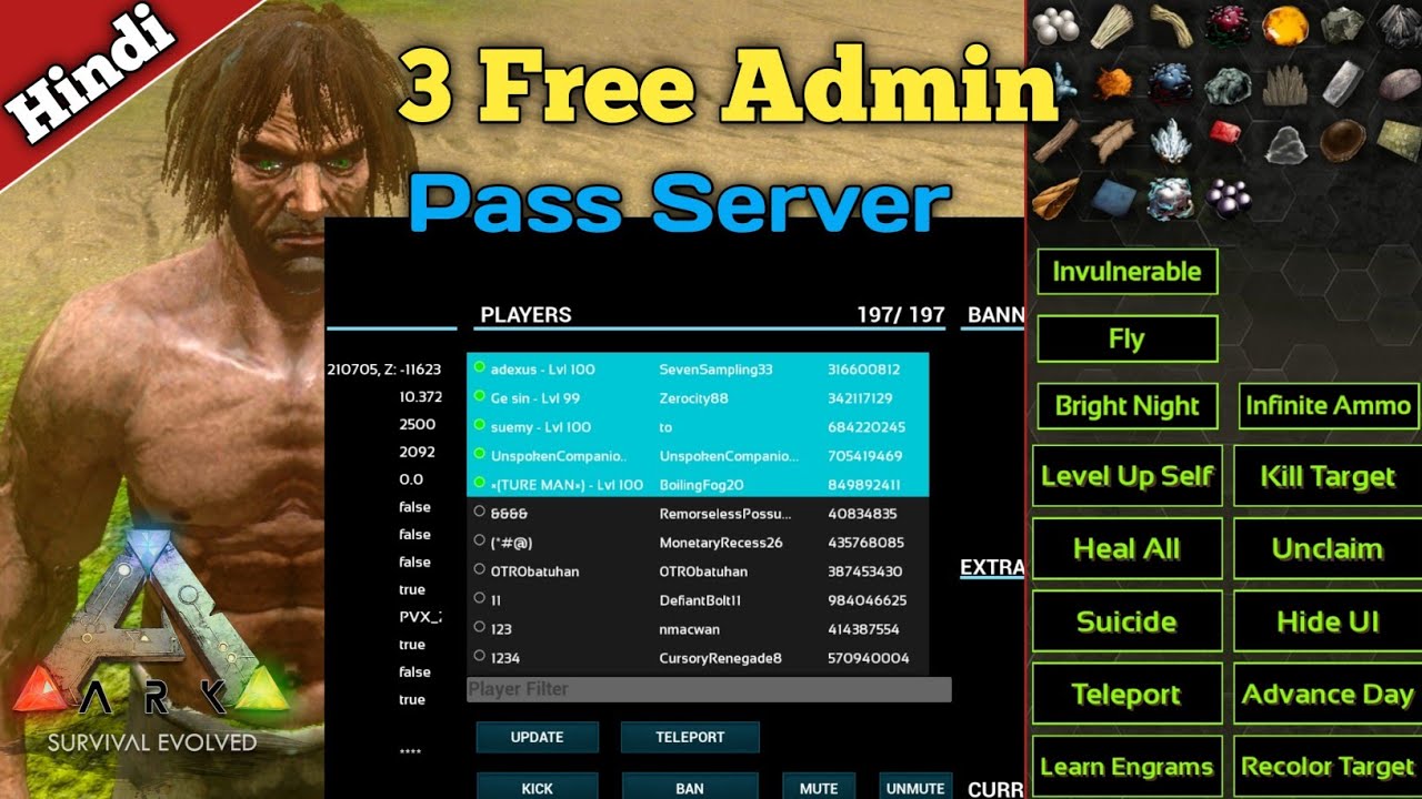 3 Free Admin Pass Server| Ark Mobile 3 Server Free God Console Ark ...
