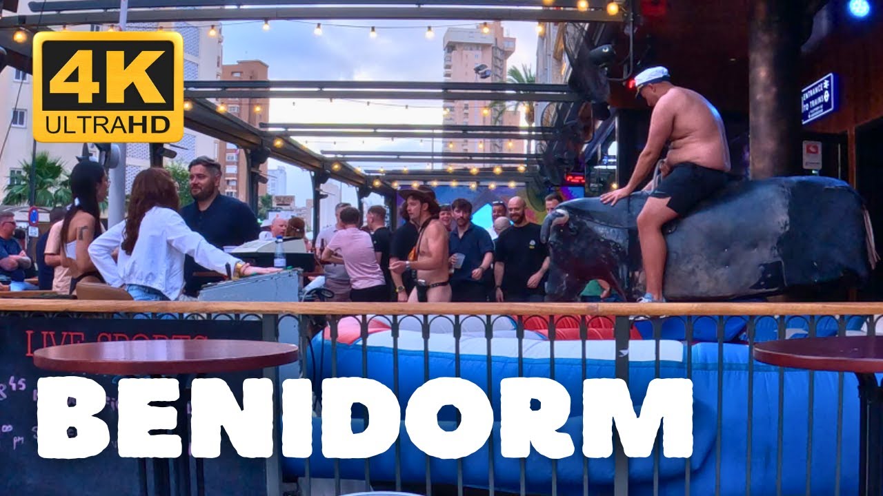 Benidorm Evening Vibe | Bull Riding | May 2024 | Gerona Street - YouTube
