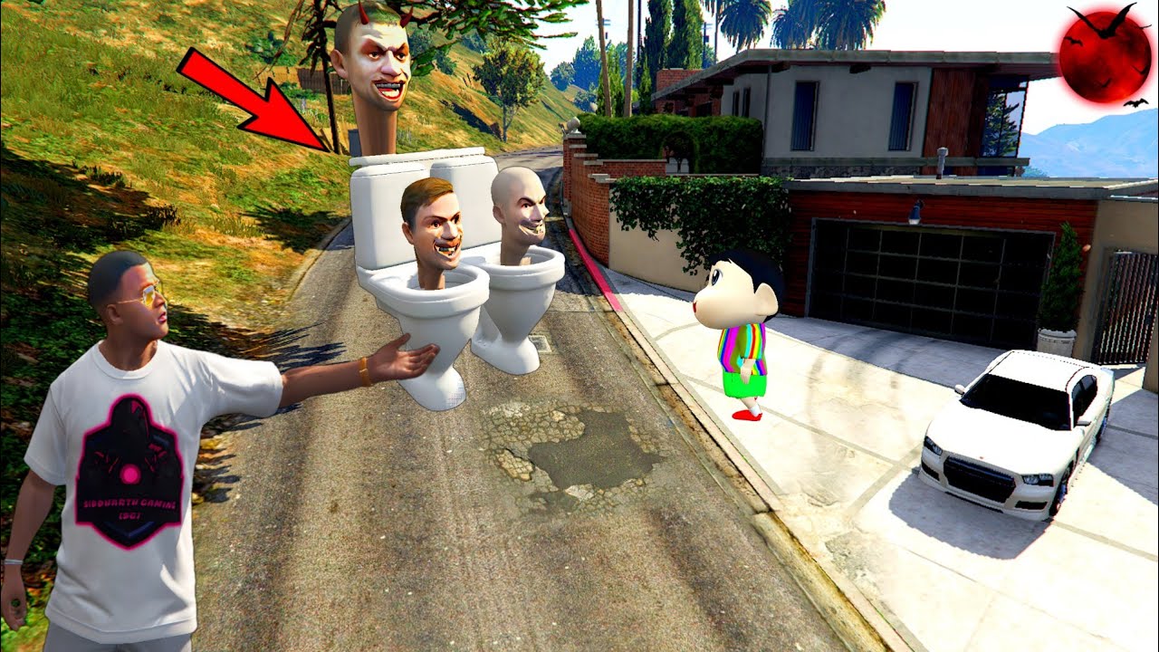 Franklin Protecting Shinchan From 3 headed Skibidi Toilet In Gta 5 ...