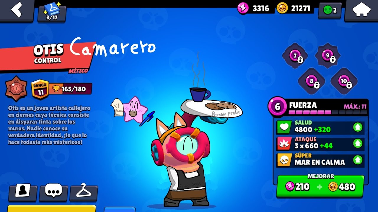 Brawl Stars ideas de Skins 3 | Otis camarero/ Otis Mesero - YouTube