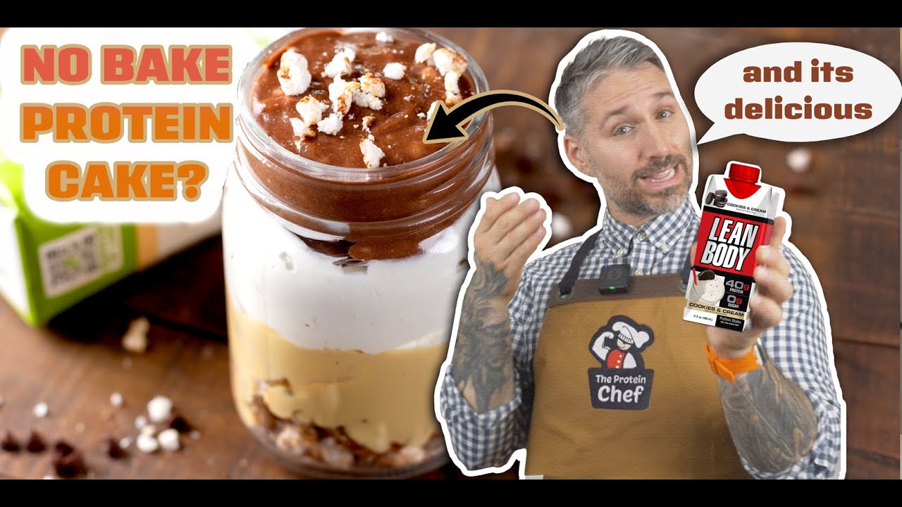 No-Bake Protein Cake with LeanBody Cookies n Creme Protein Shake - YouTube