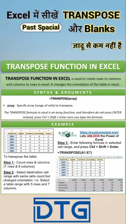 TRANSPOSE FUNCTION IN EXCEL #short #excelformula #exceltips #exceltricks #microsoftoffice # ...