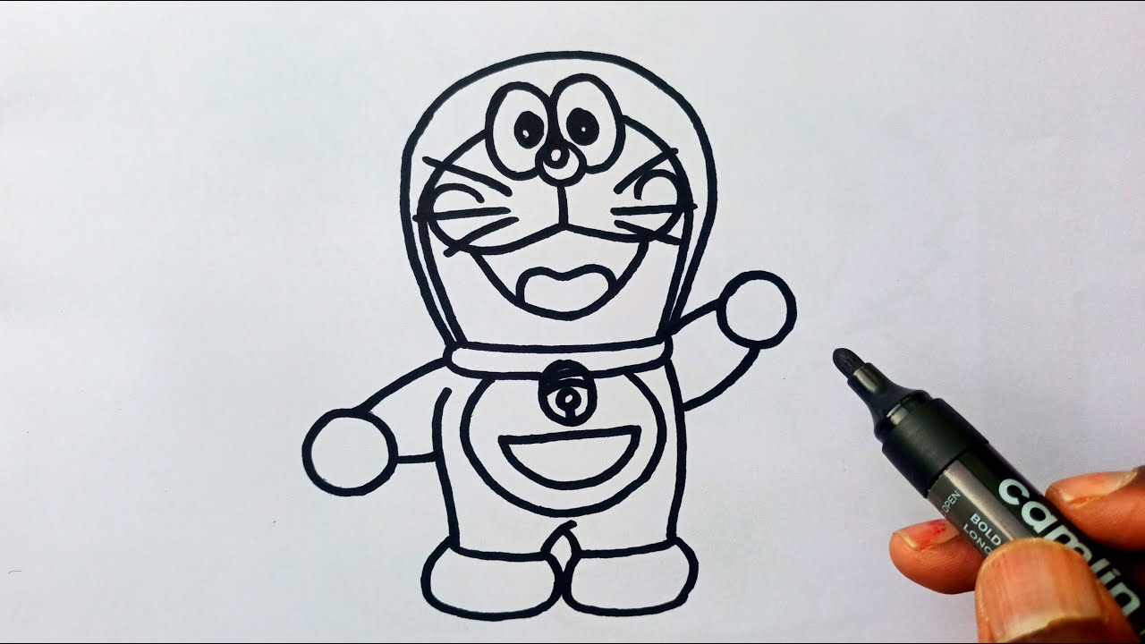 draw and colour Doraemon cartoon for kids / Doraemon drawing, colouring ...