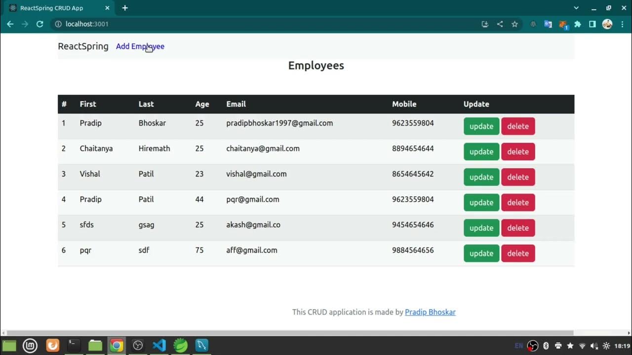 Sping and react js fullstack application - YouTube