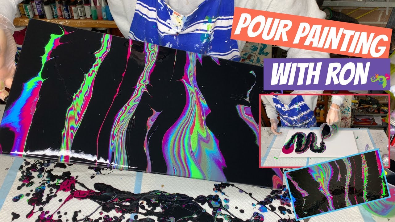 Acrylic paint pouring technique using two jugs at the same time! - full ...
