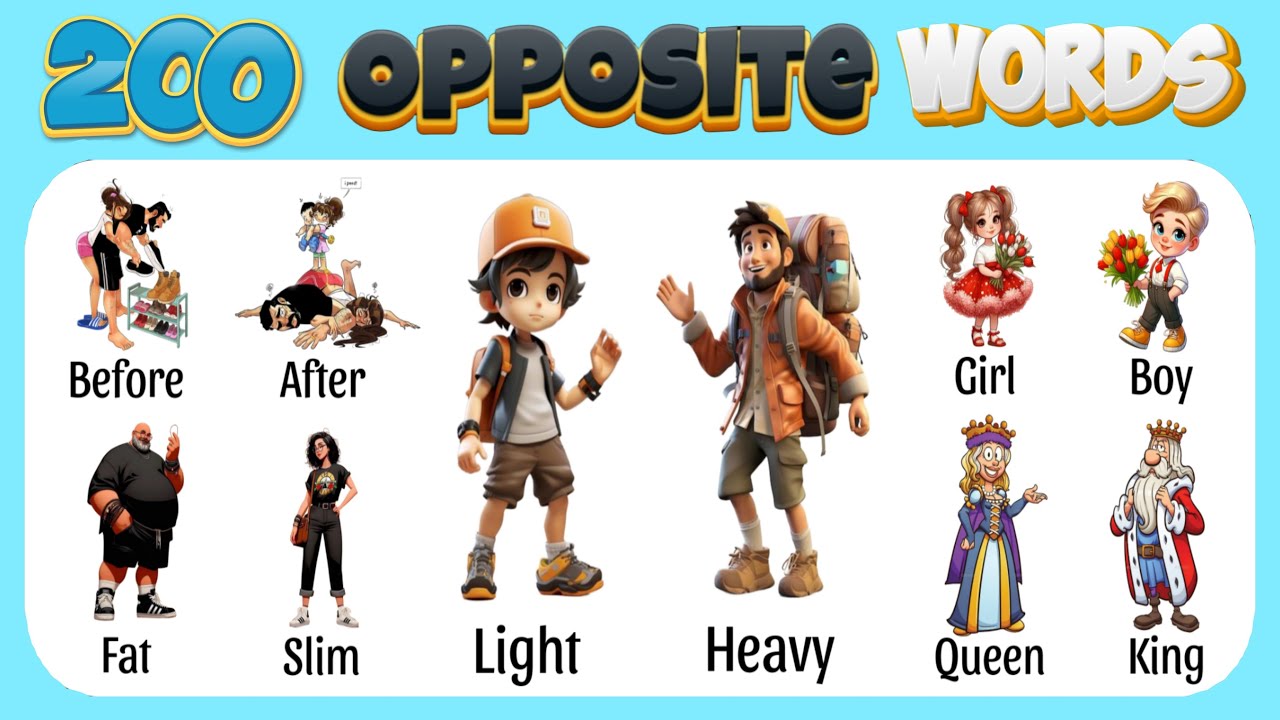 Master 200 New Opposite Words In English With Pictures and Videos Just ...