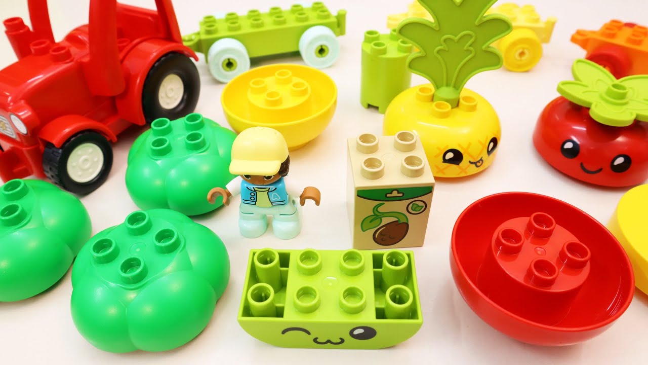 Satisfying Building Blocks Fruit and Vegetable Tractor ASMR Unboxing ...