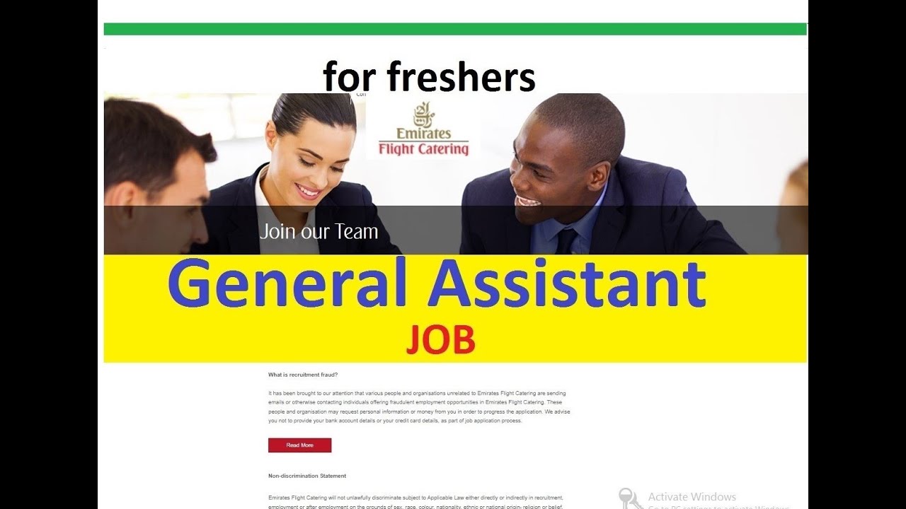Emirates Flight Catering Job for Freshers: GENERAL ASSISTANT - YouTube