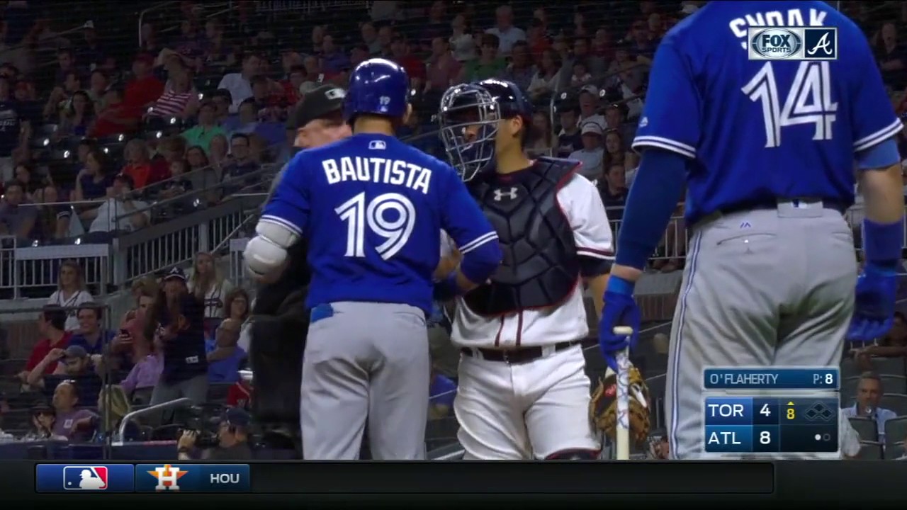 ANOTHER !!! Joey Bats bat flip clears benches - YouTube