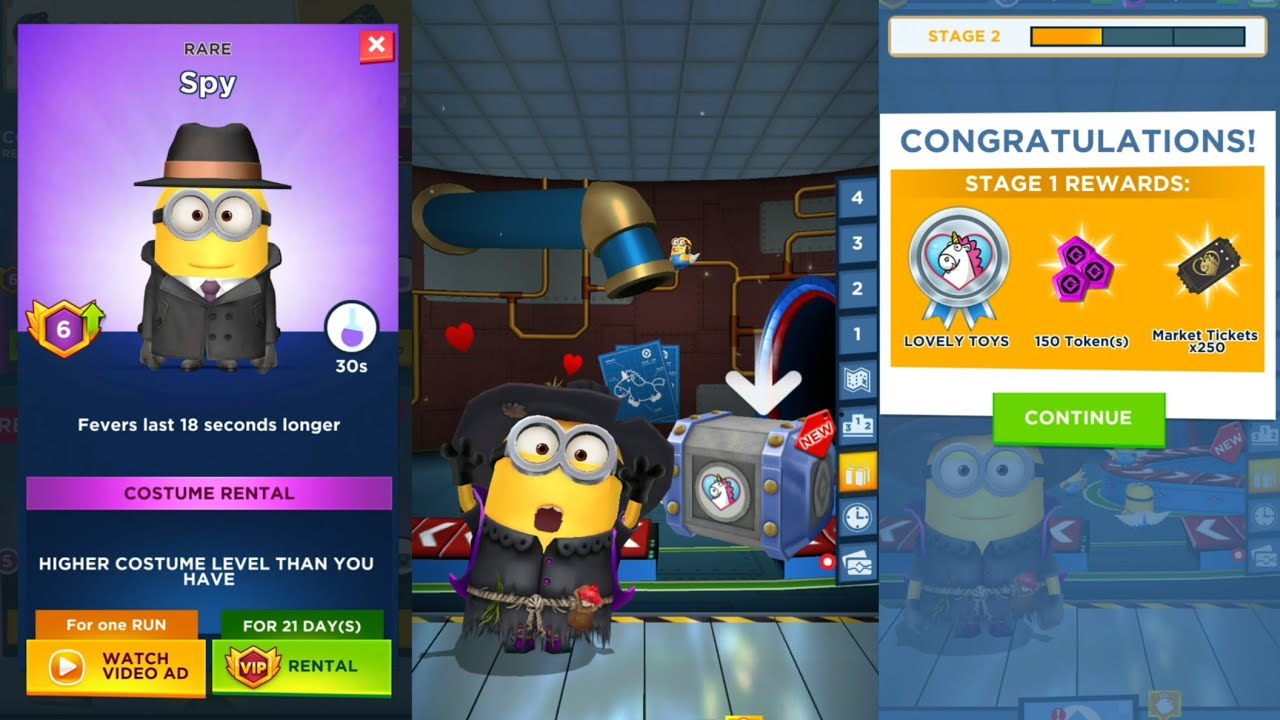 Minion Rush Spy Costume Rental | Lovely Toys event stage 1 completed ...