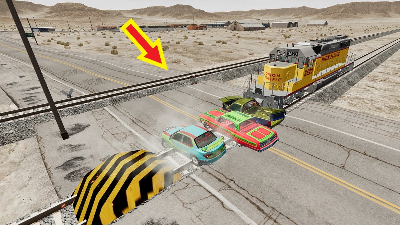 cars vs rails vs train tracks | beamng.drive - YouTube