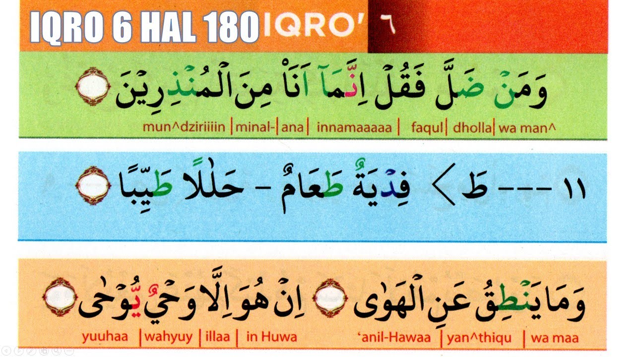 Iqro 6 (Hal 180). Belajar Baca Iqro' 6, Cara Cepat dan Mudah Membaca ...