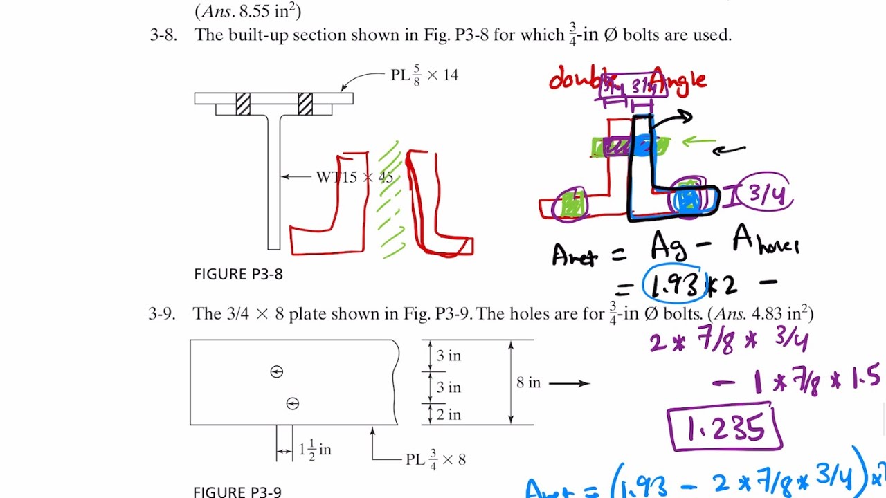 Chapter 3: Tension members || lecture (4) “Examples on Net Area” - YouTube