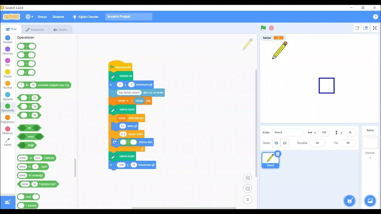 Scratch da değişken ve blok(alt program) kullanımı - YouTube
