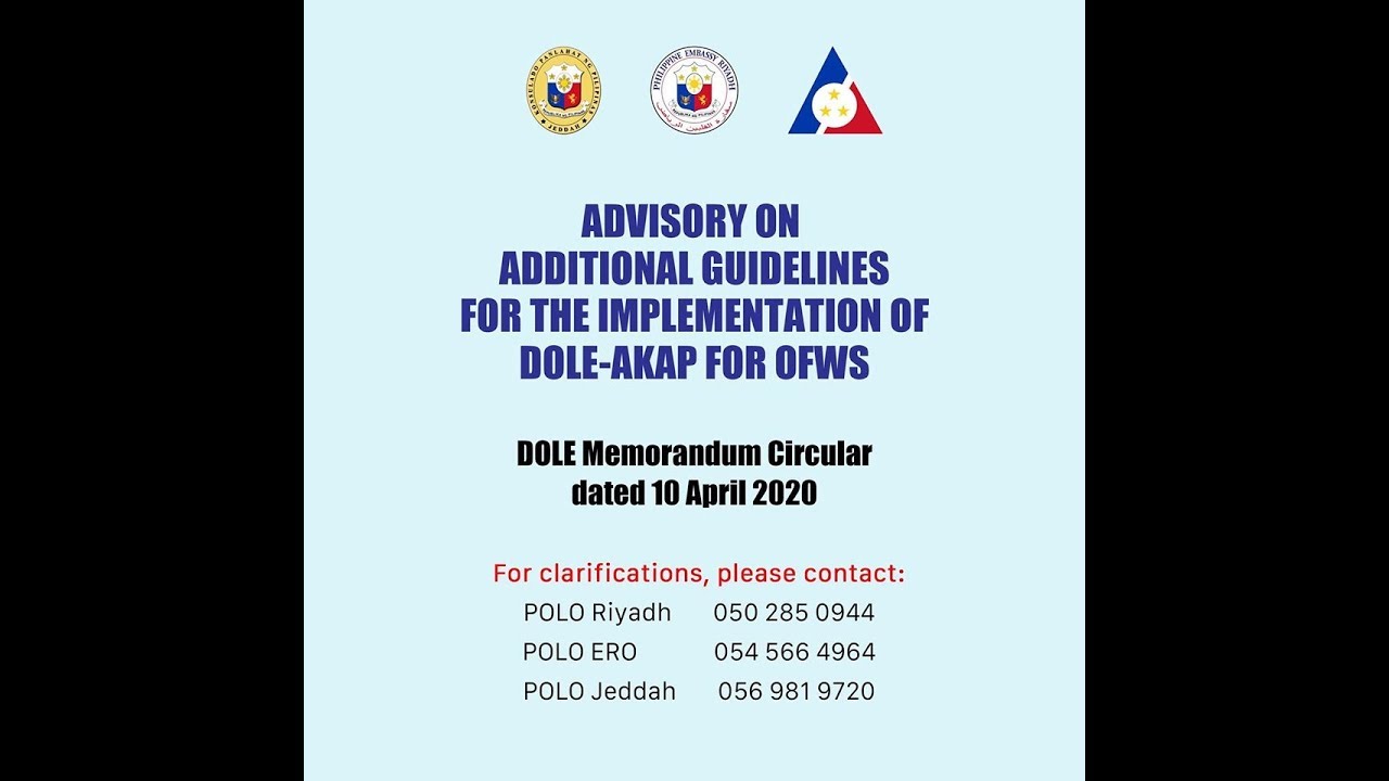 POLO Riyadh “DOLE-AKAP for OFWs” / Additional Guidelines for FINANCIAL ...