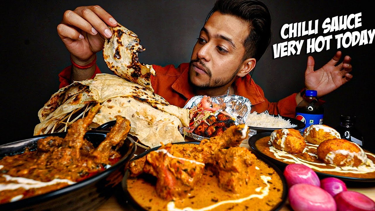 Chicken Tikka, Dahi Mutton, Murg Makhani, Butter Naan | Mukbang ...