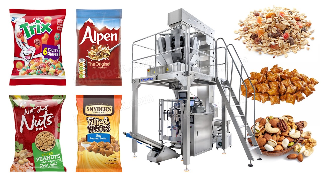 Automatic Nitrogen Packing Machine For Snacks Cereals Nuts Candies Etc ...