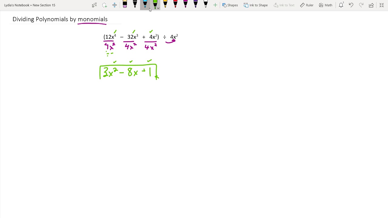 Polynomials divided by monomials - YouTube