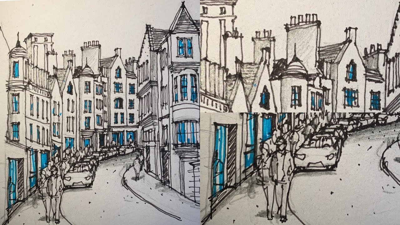 How to Draw Street Perspective - Cockburn St Edinburgh #drawing #sketch ...