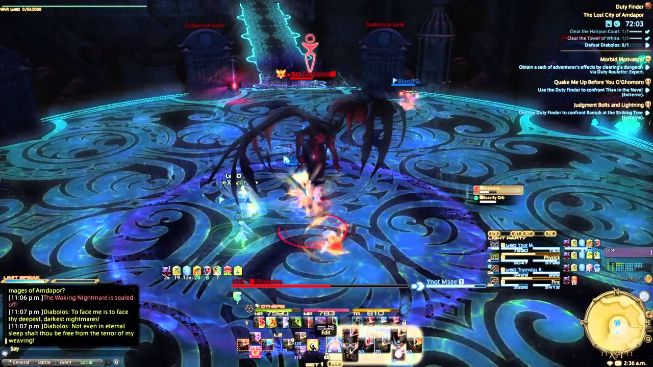 Final Fantasy Online (FFXIV) - Warrior - Diablos Fight(Lost City of ...