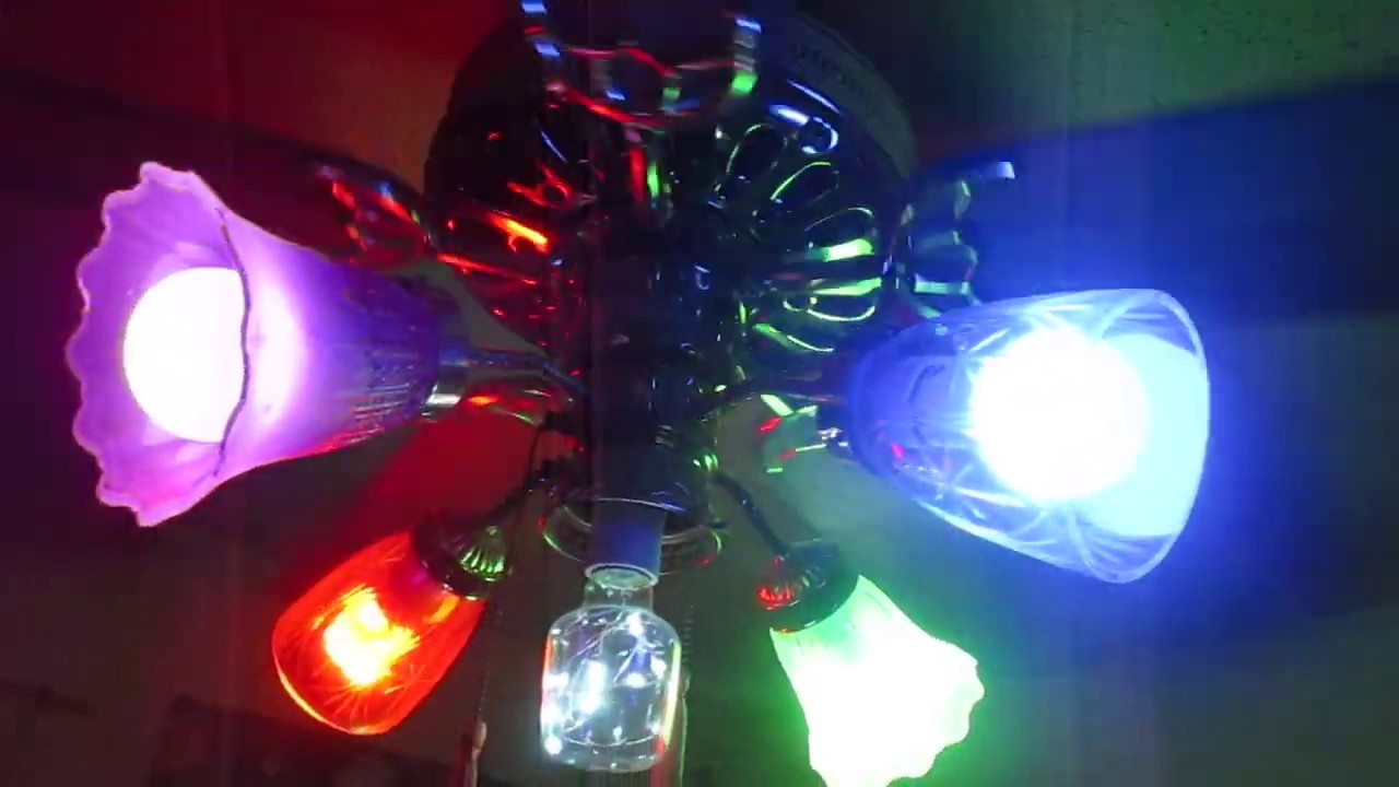 My FPV ceiling fan with colored light-bulbs again - YouTube