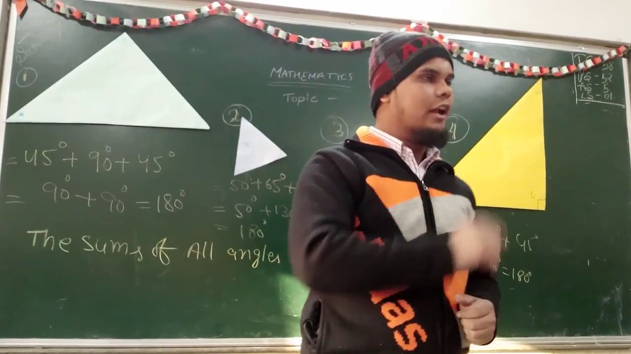 SUM OF ANGLES OF A TRIANGLE PROVE using inductive method - YouTube