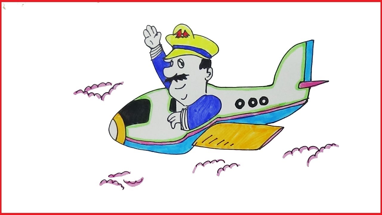 How to draw and color the pilot ♥ pilot coloring page - YouTube