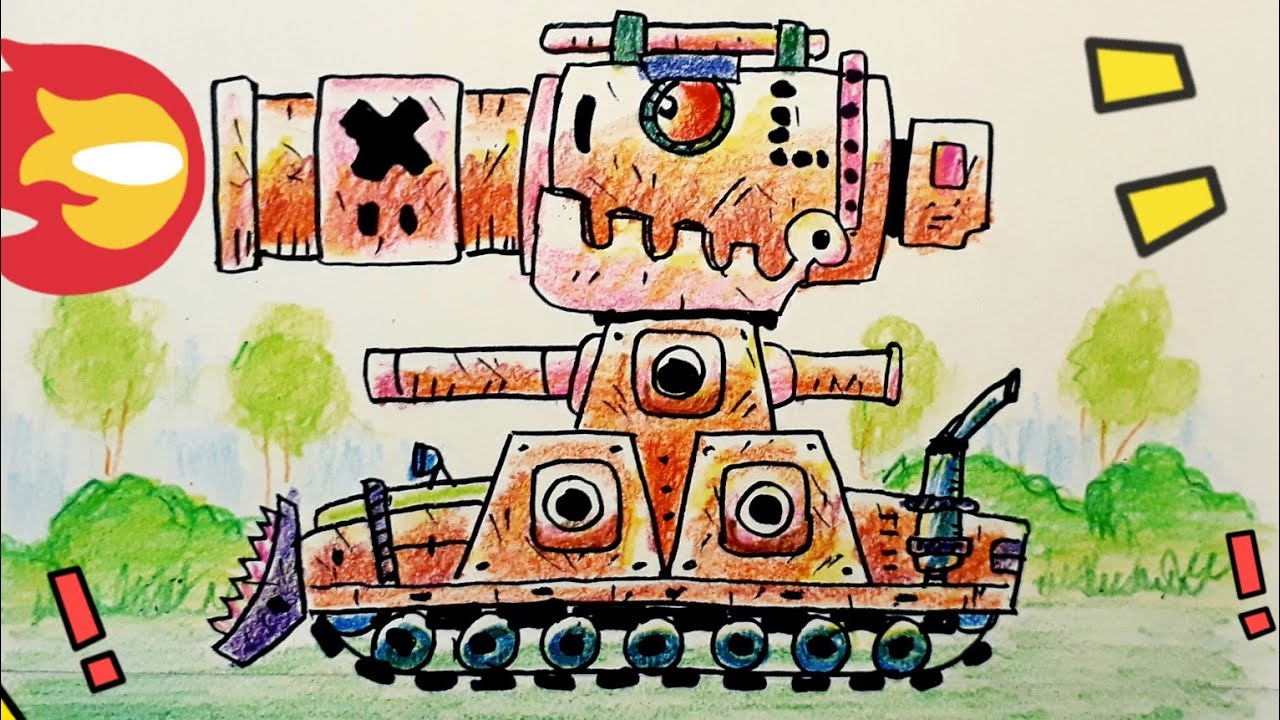 วาดรูปรถถัง | Cartoon about tank,, monster tank drawing - YouTube