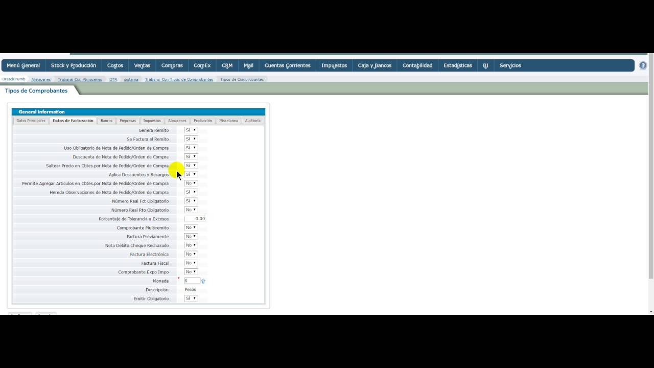 OPTIMIST SOFTWARE - Menú General - Tipos de Comprobante - YouTube