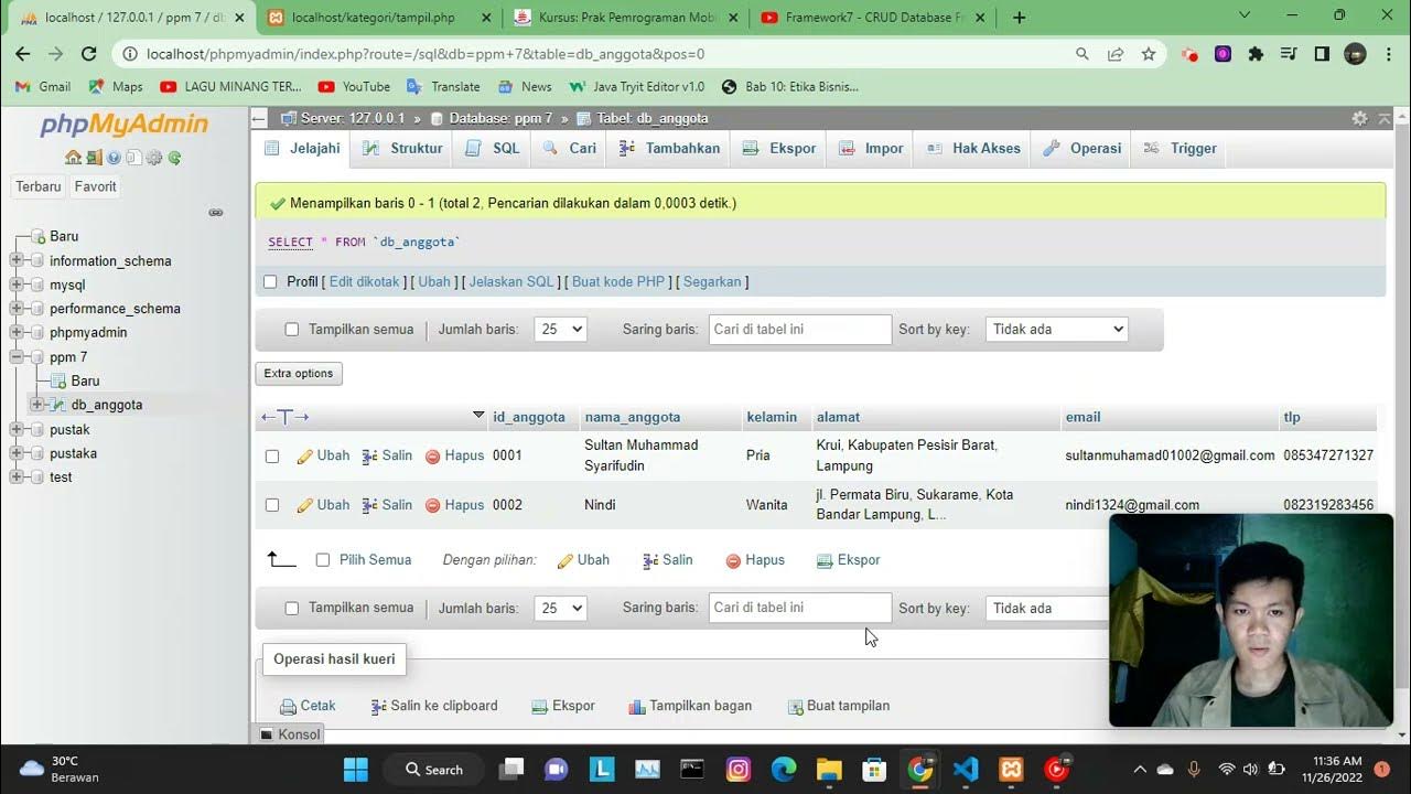 Tampilan Framework 7 CRUD database, Praktek Pemerograman Mobile - YouTube