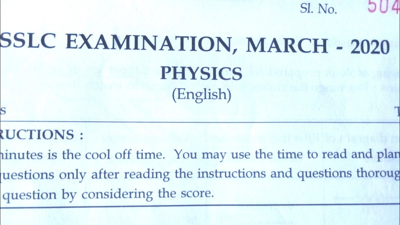 sslc physics question paper 2020 english medium, kerala syllabus - YouTube