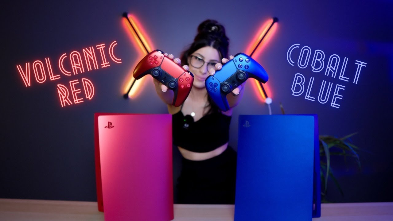 NEW Metallic PS5 Cobalt Blue and Volcanic Red Controllers and Cover ...