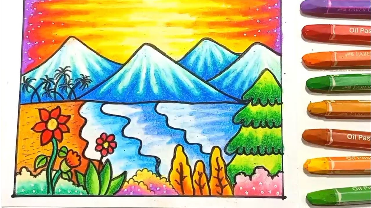 mewarnai pemandangan pantai (coloring beach scenery) - YouTube