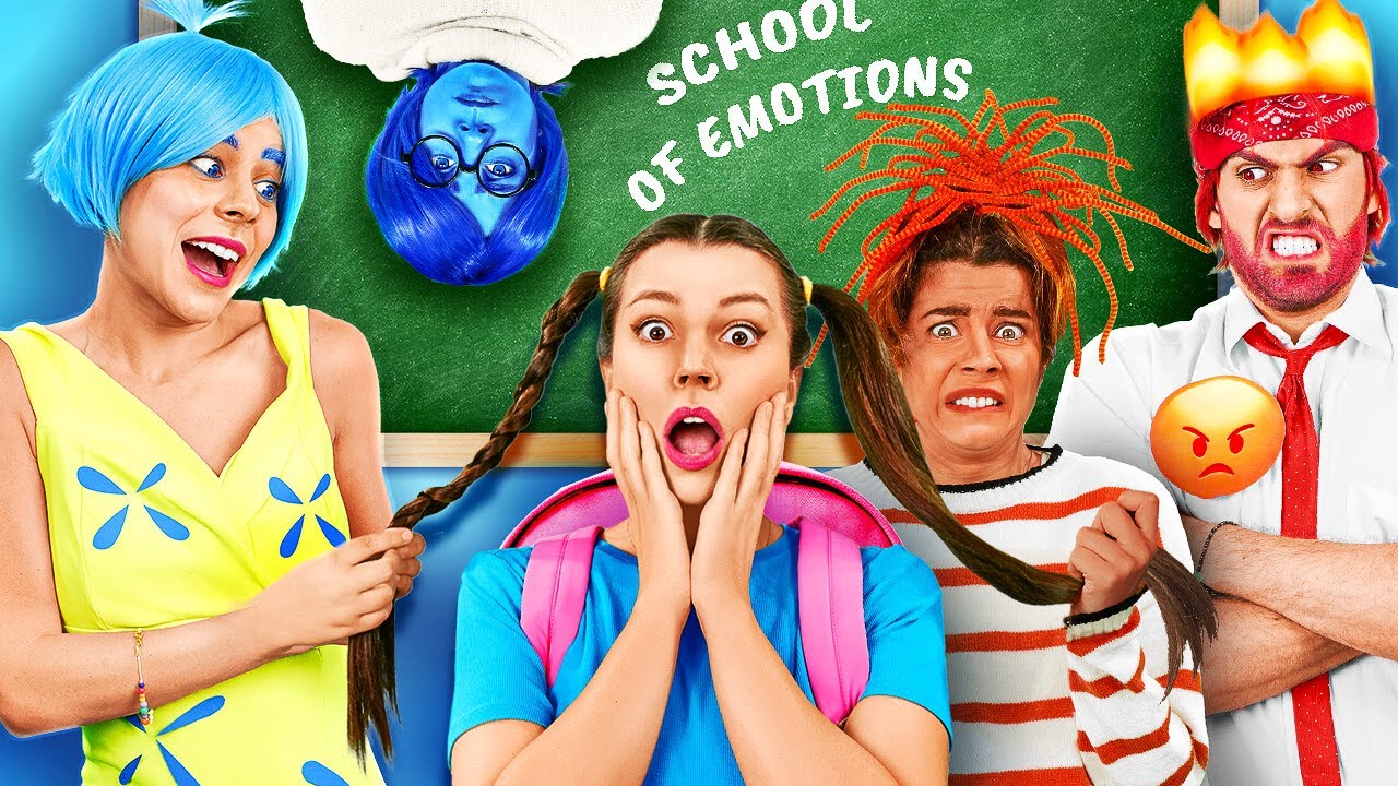 My Emotions Control Me in School! Emoji Characters in Real Life & Funny ...