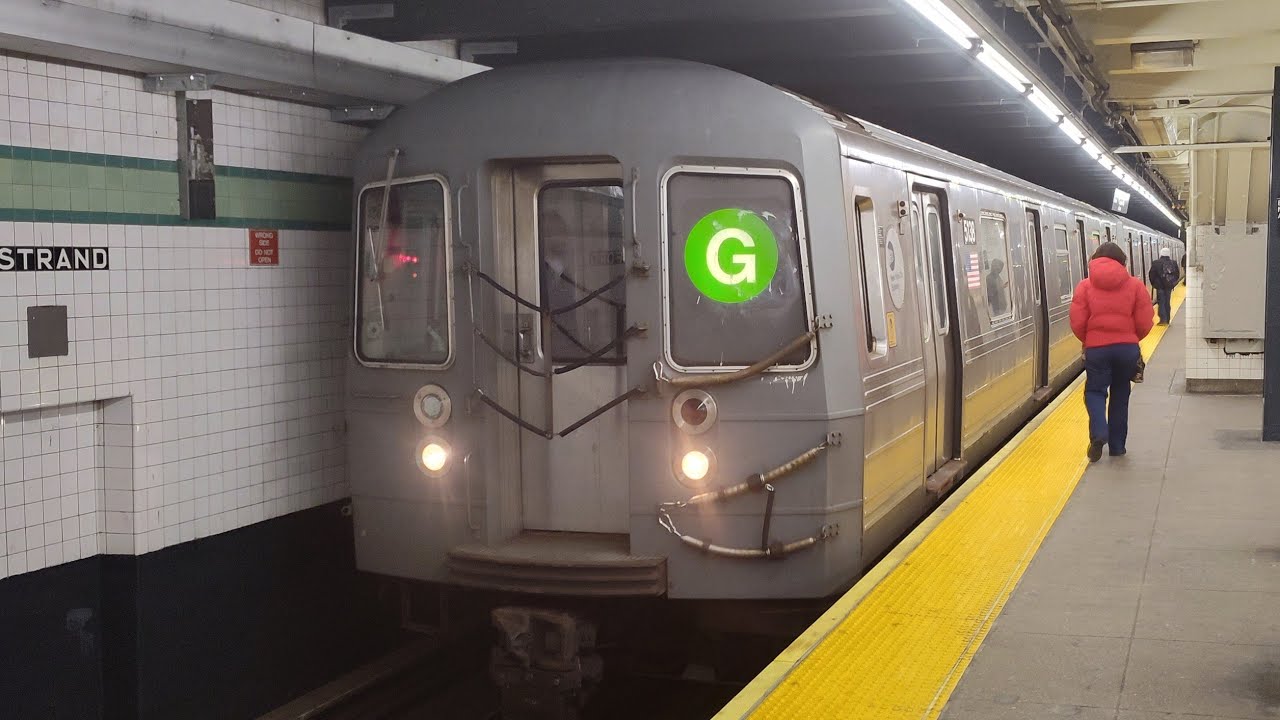 MTA NYCT Subway: Kawasaki R68A (G) train arriving and departing Bedford ...