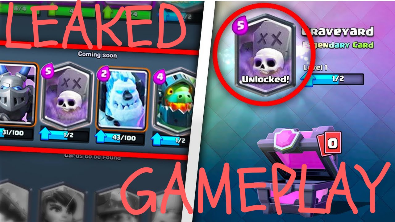 Clash Royale Update LEAKED GAMEPLAY NEW CARDS (GRAVEYARD, ICE GOLEM ...