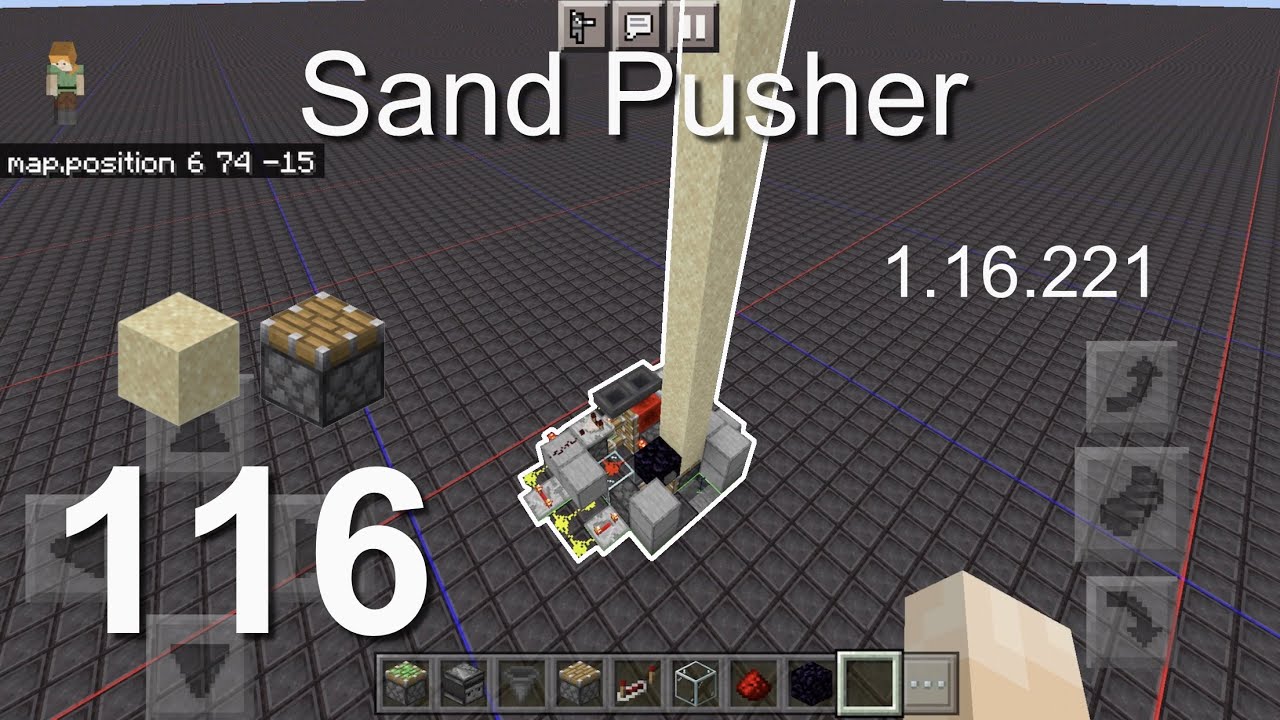 Minecraft Bedrock Tutorials(116) - How to build a Sand Pusher (1.16.221) - YouTube