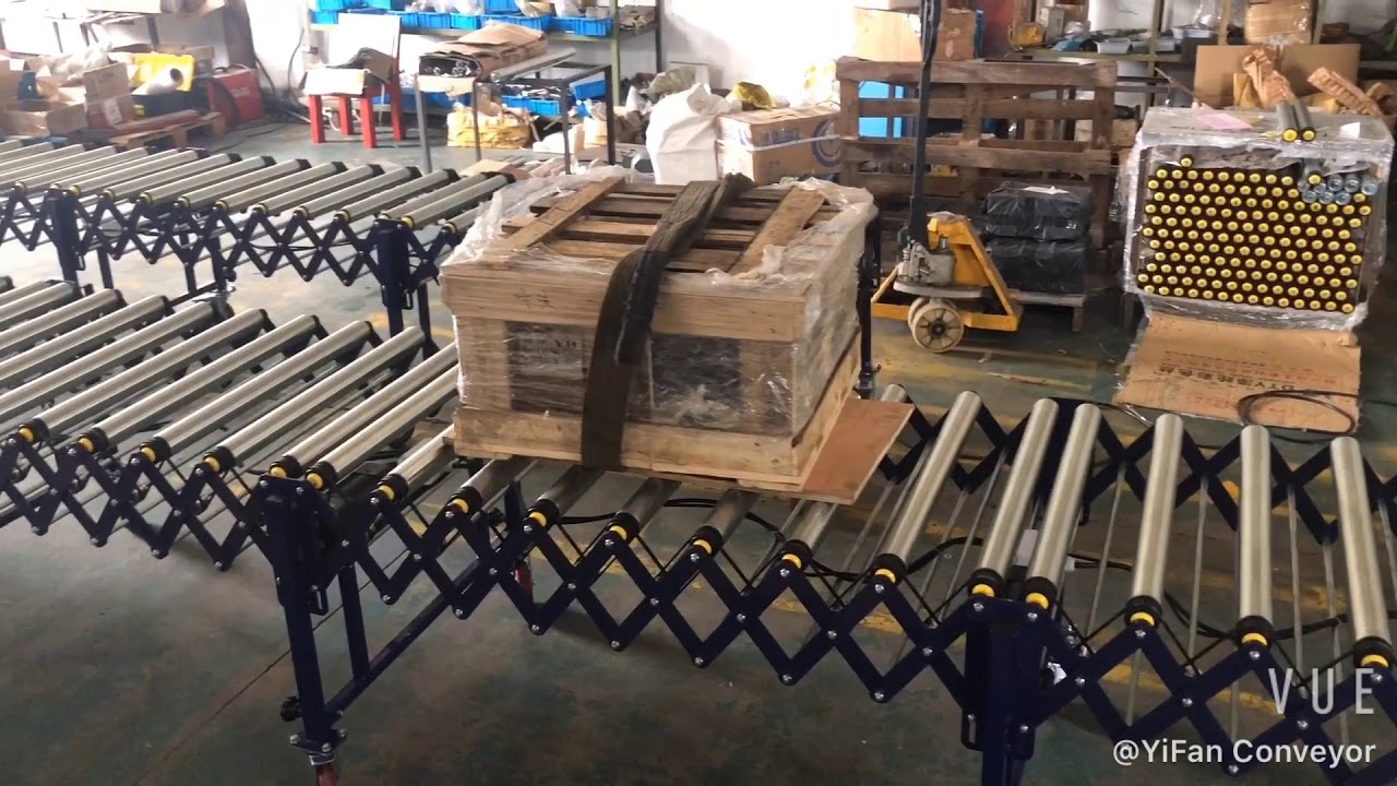 Heavy Duty Flexible Powered Roller Conveyor V belt - YouTube